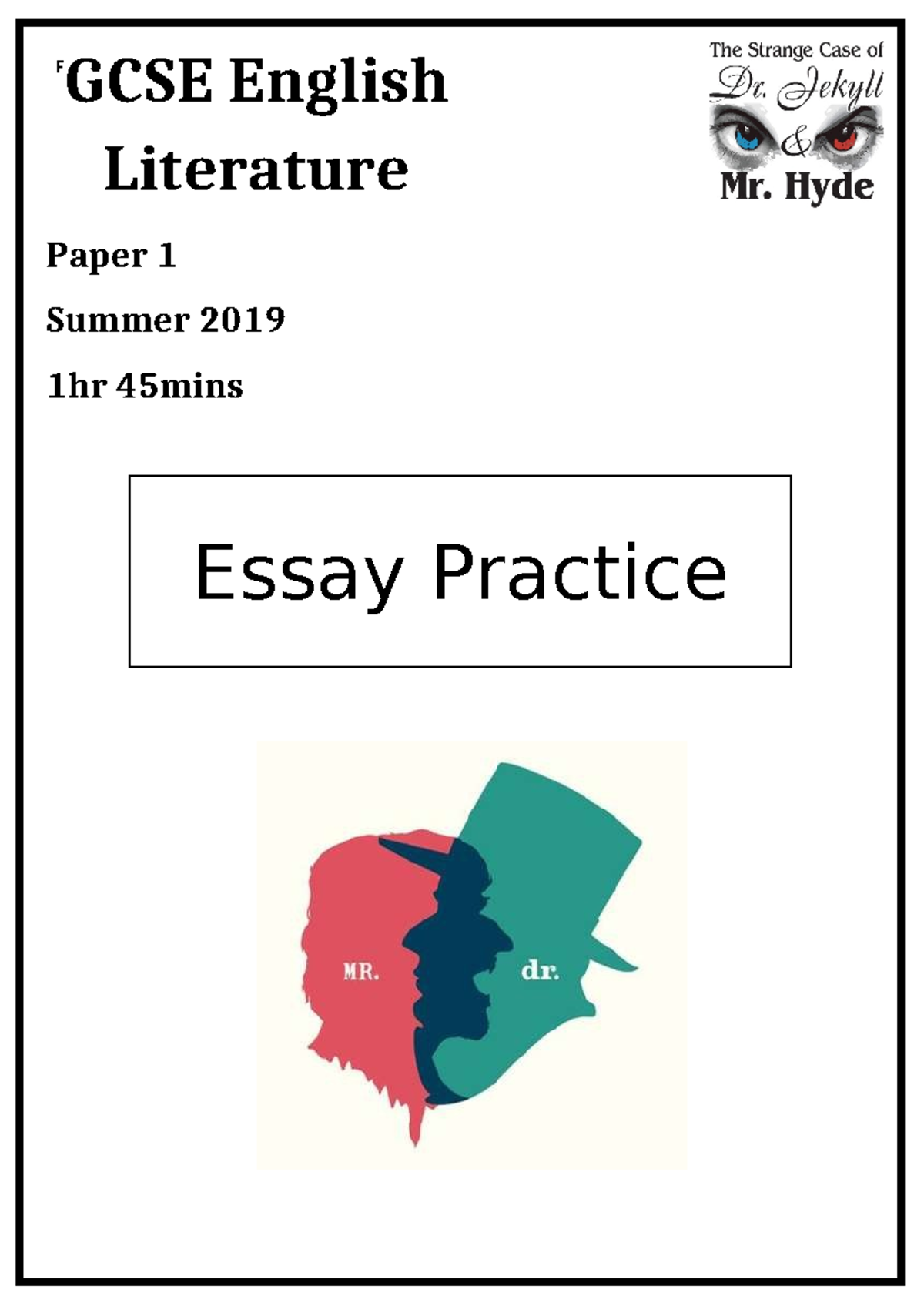 GCSE English Literature: Jekyll and Hyde Essay Practice Guide - Studocu