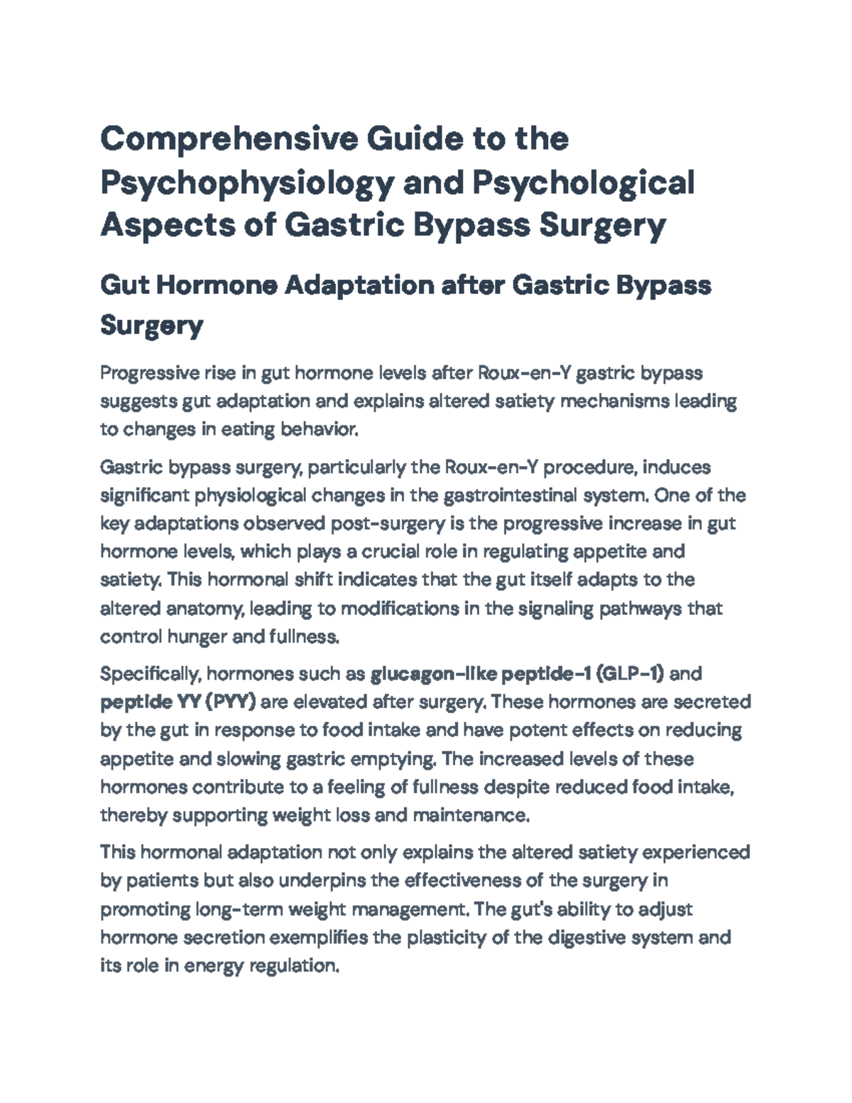 Psychological Aspects and Hormonal Adaptation in GBP Patients: A ...
