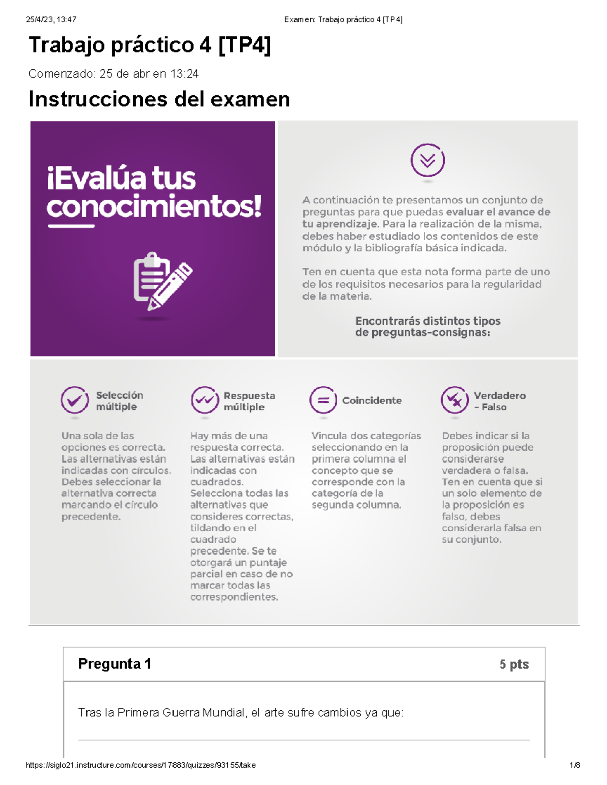 Examen TP4: Cambios Artísticos Post Guerra Mundial - Morfología II ...