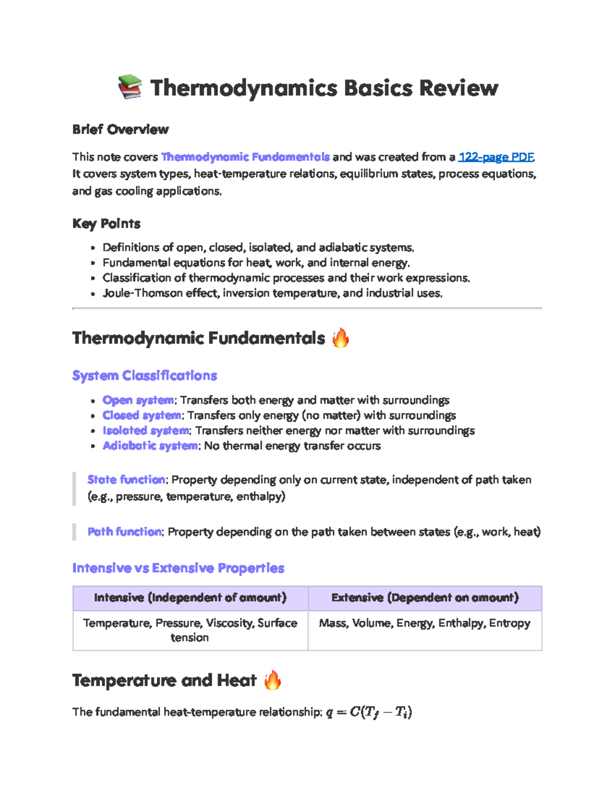 Thermodynamics Basics Review: Key Concepts & Applications (Course Code ...