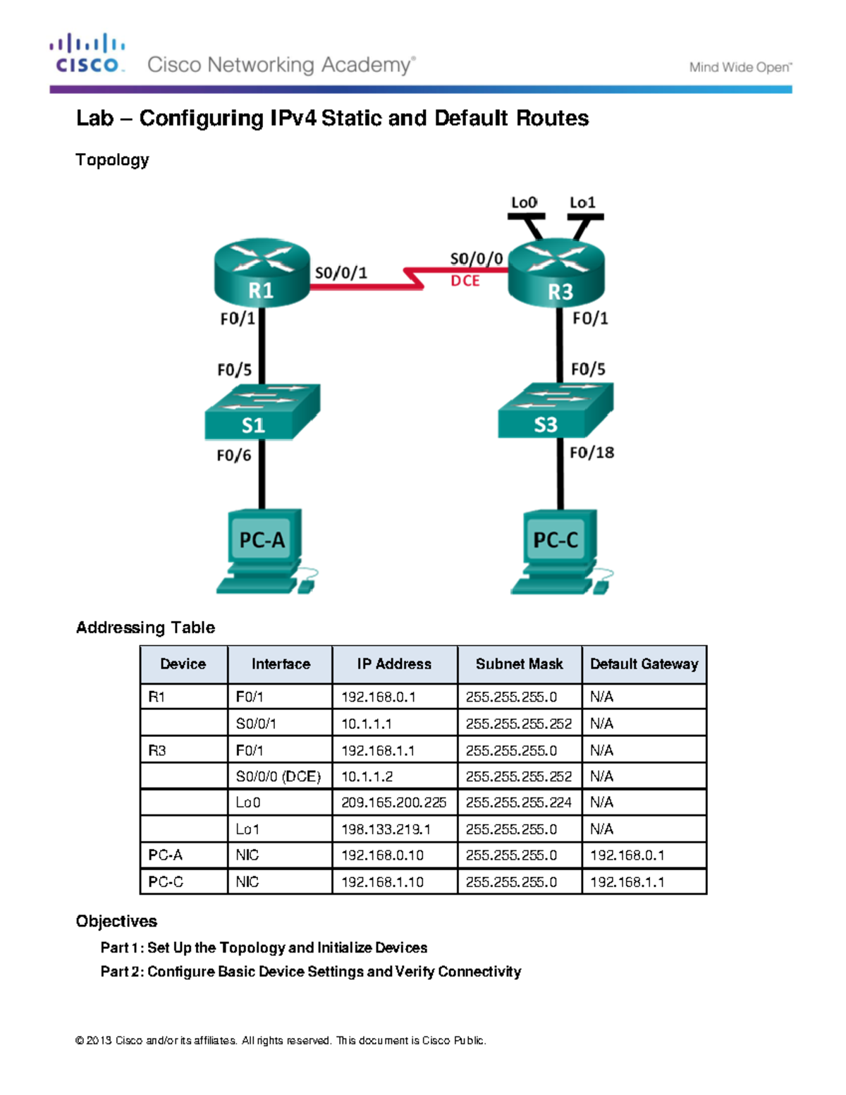 Lab 4 - Configuring IPv4 Static Routes and Default Gateways for CCNA ...