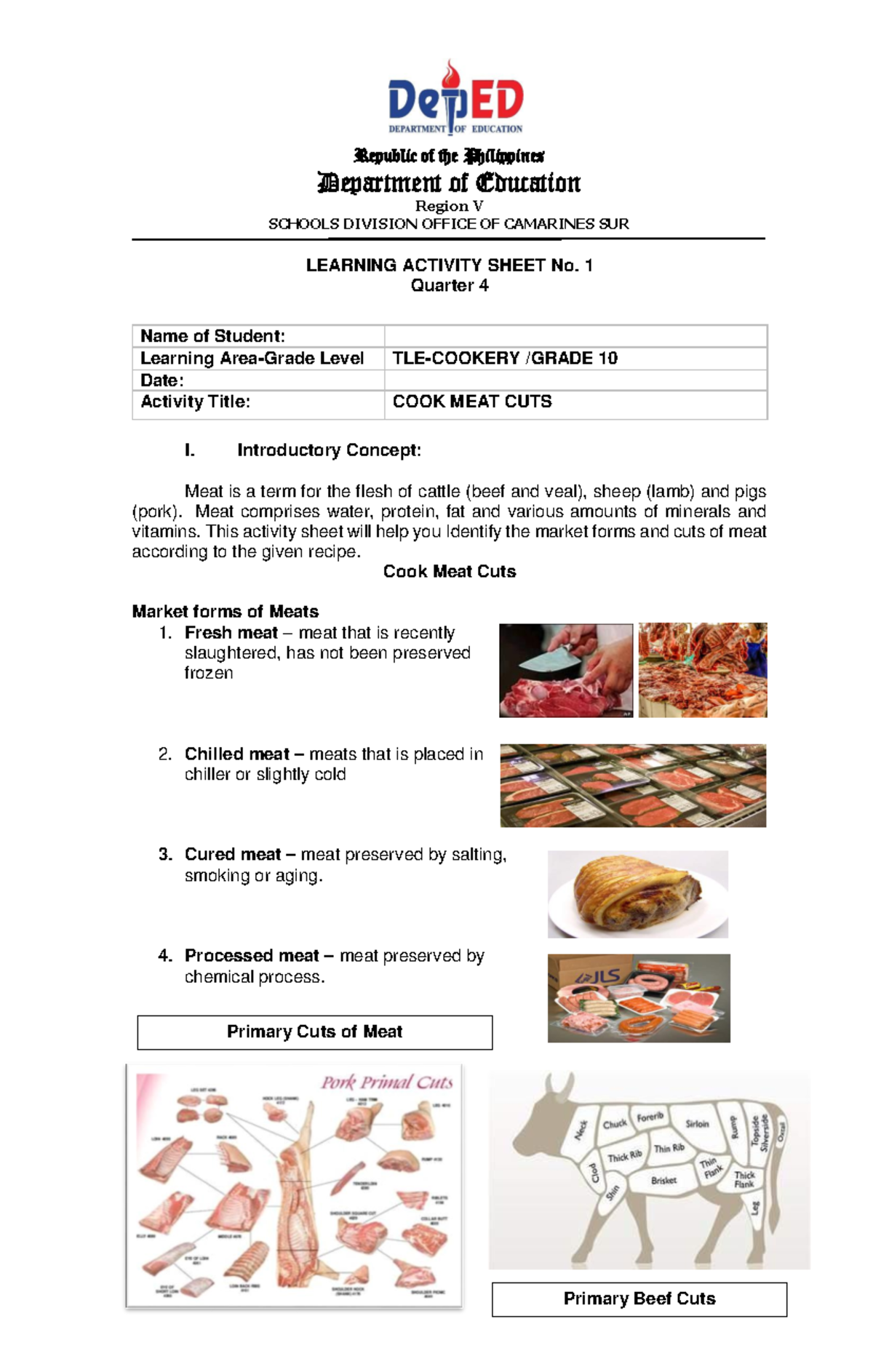 Cookery-10 Q4 LAS-1 Week-1-6- Edited - Republic of the Philippines ...
