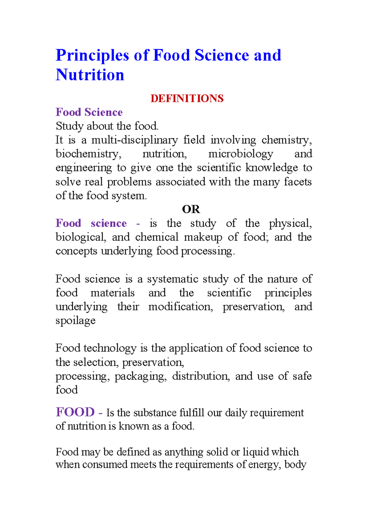 Food Science Concepts & Measurement: Principles Overview - Studocu