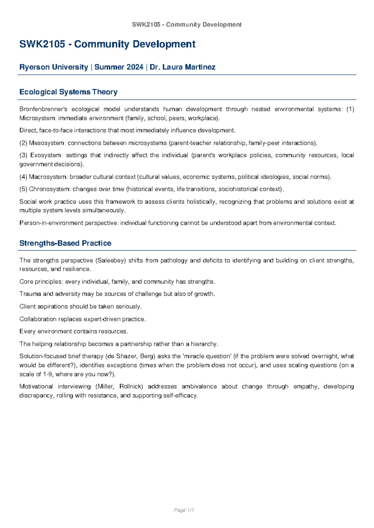 SWK2105 - Community Development: Ecological Systems Theory Overview ...