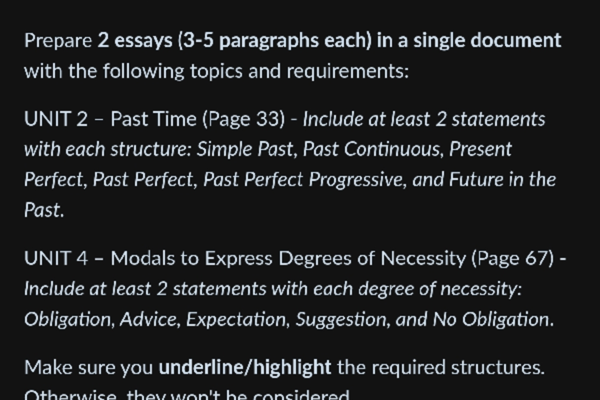 Portfolio Avanzado 4 2025: Essay Paragraphs on Past Tense & Modals ...