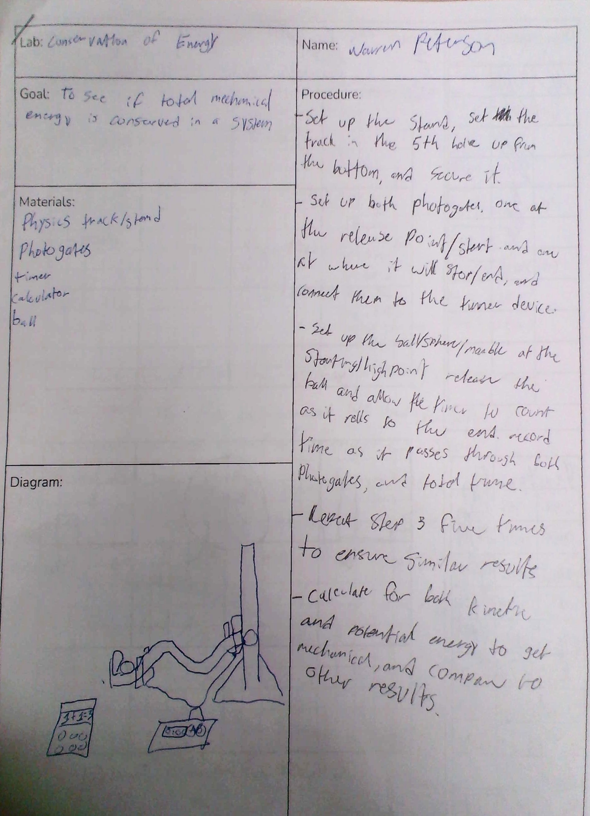 Conservation of Energy - Summative Lab (Physics 101) - Studocu