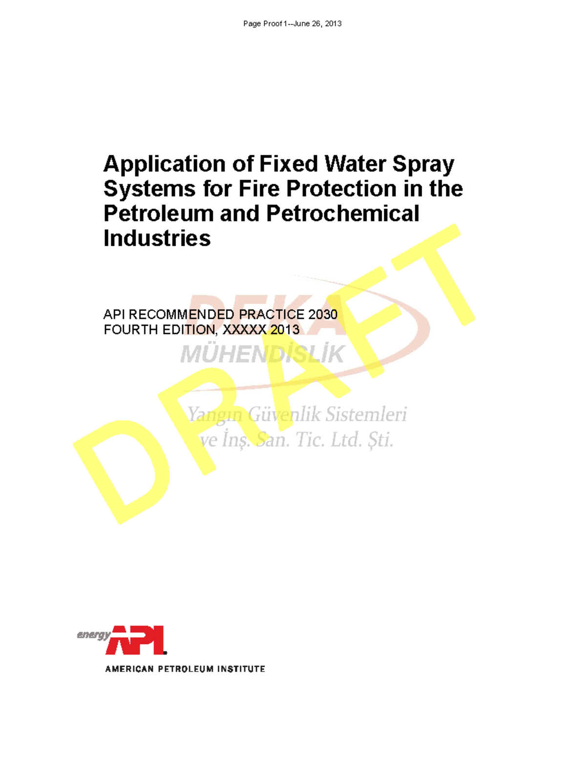 Application of fixed water spray systems for fire protection in ...