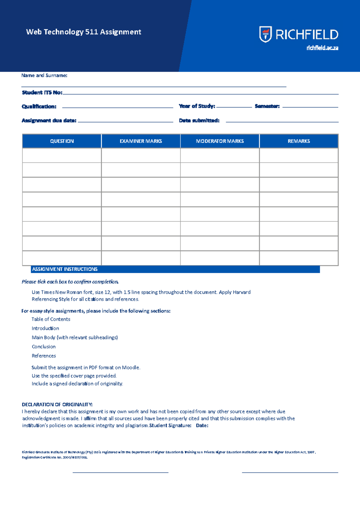 WEB Technology 511 Assignment: Richfield Connect Prototype Development ...