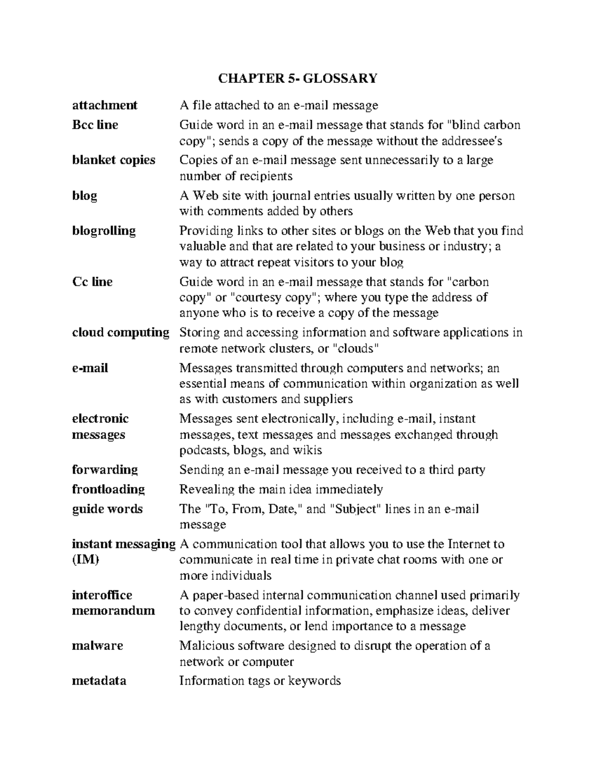 Chapter 5 Glossary: Key Terms in Digital Communication - Studocu