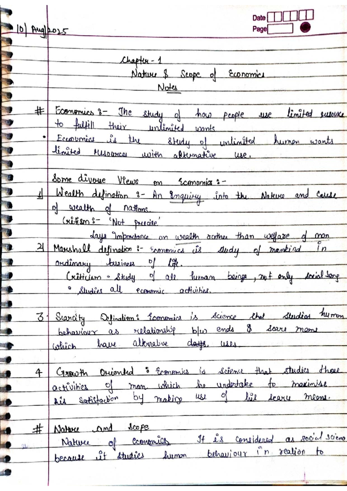 Economics (ECO101) Nature and Scope: Comprehensive Study Notes - Studocu