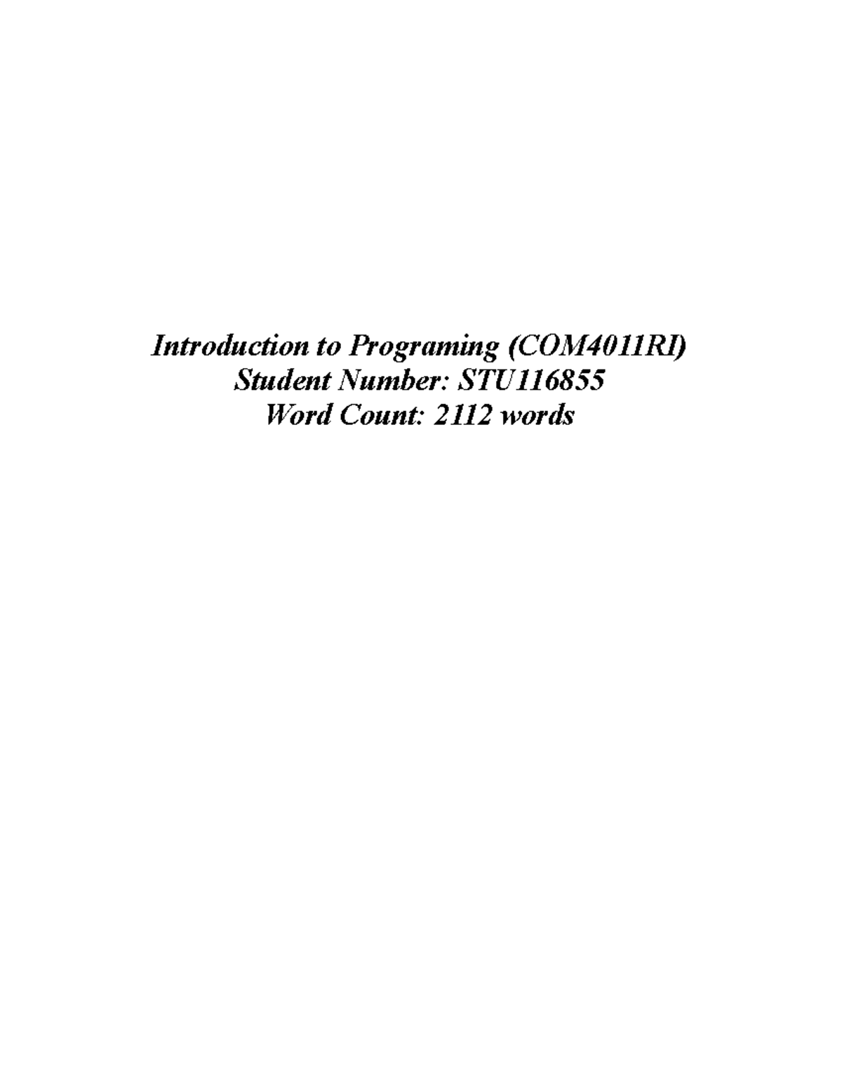 Introduction to Programming Concepts and Code Solutions (COM4011RI ...