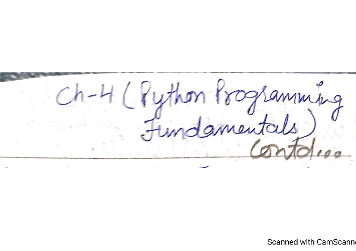 Ch-4 Python Programming Fundamentals (Part-2) Class 2222 Notes - Studocu