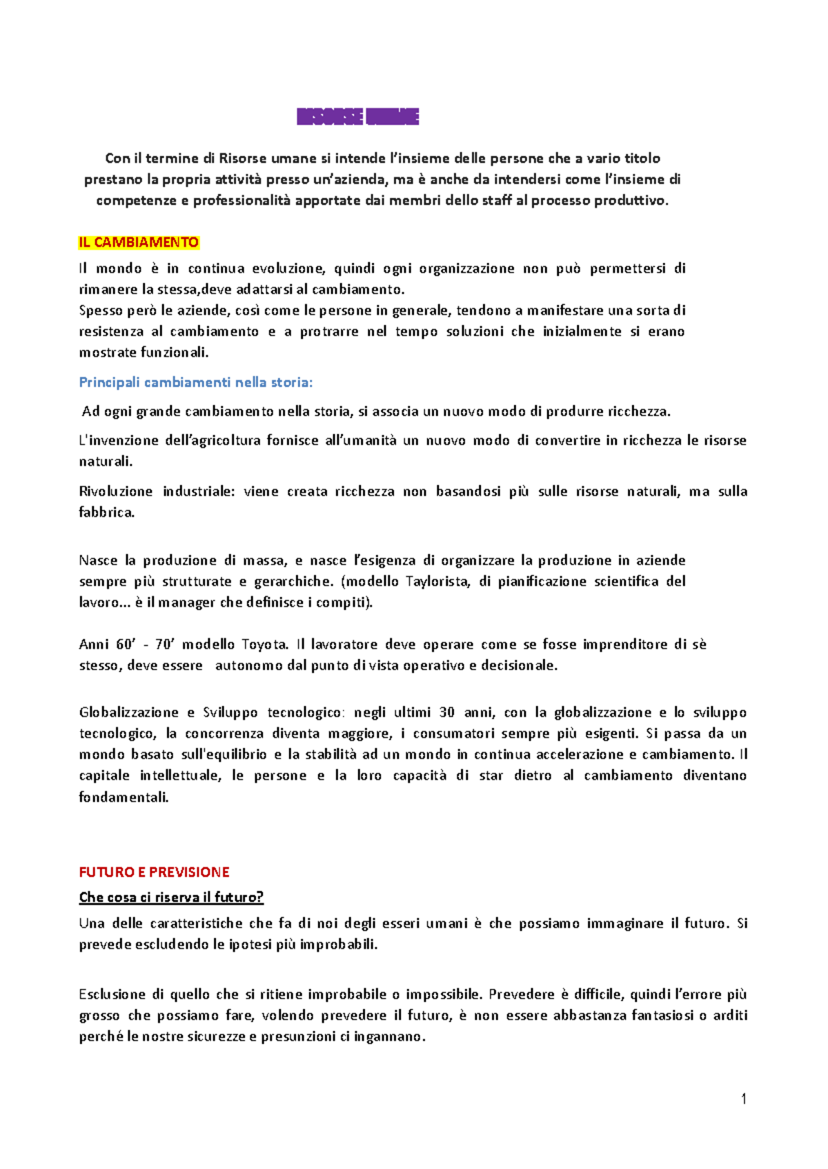Organizzazione e Gestione delle Risorse Umane (9 CFU) - Evoluzione e ...