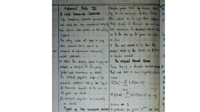 Actuarial Mathematics III: Life Insurance Contracts and Present Value ...