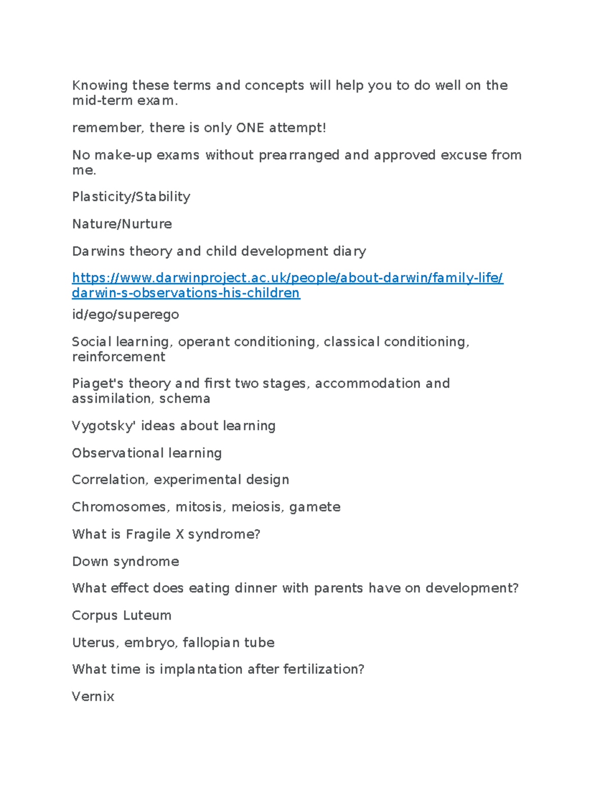 Midterm Exam Study Guide: Key Concepts in Child Development - Studocu