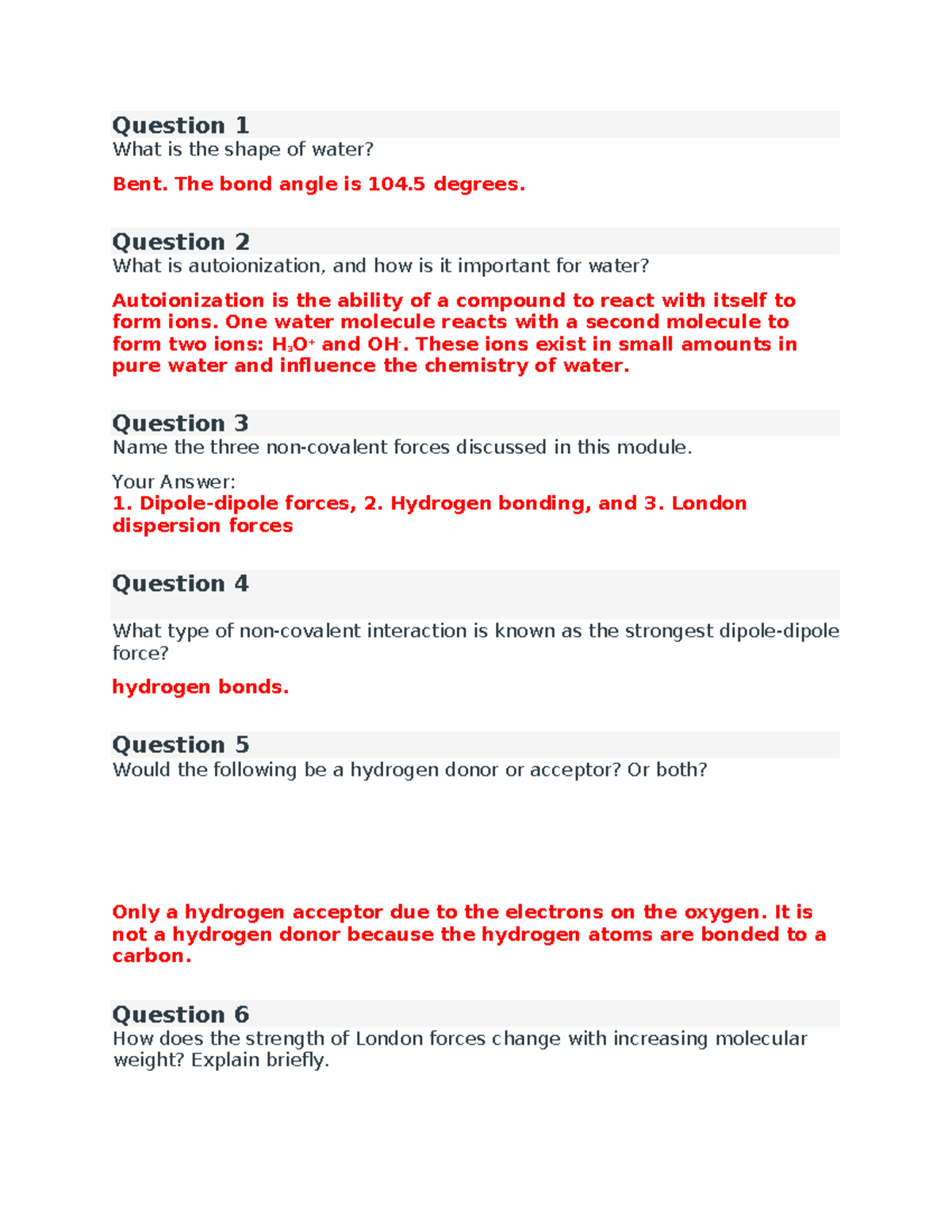 Module 2 Quiz: Understanding Water Properties and Chemical Interactions - Studocu