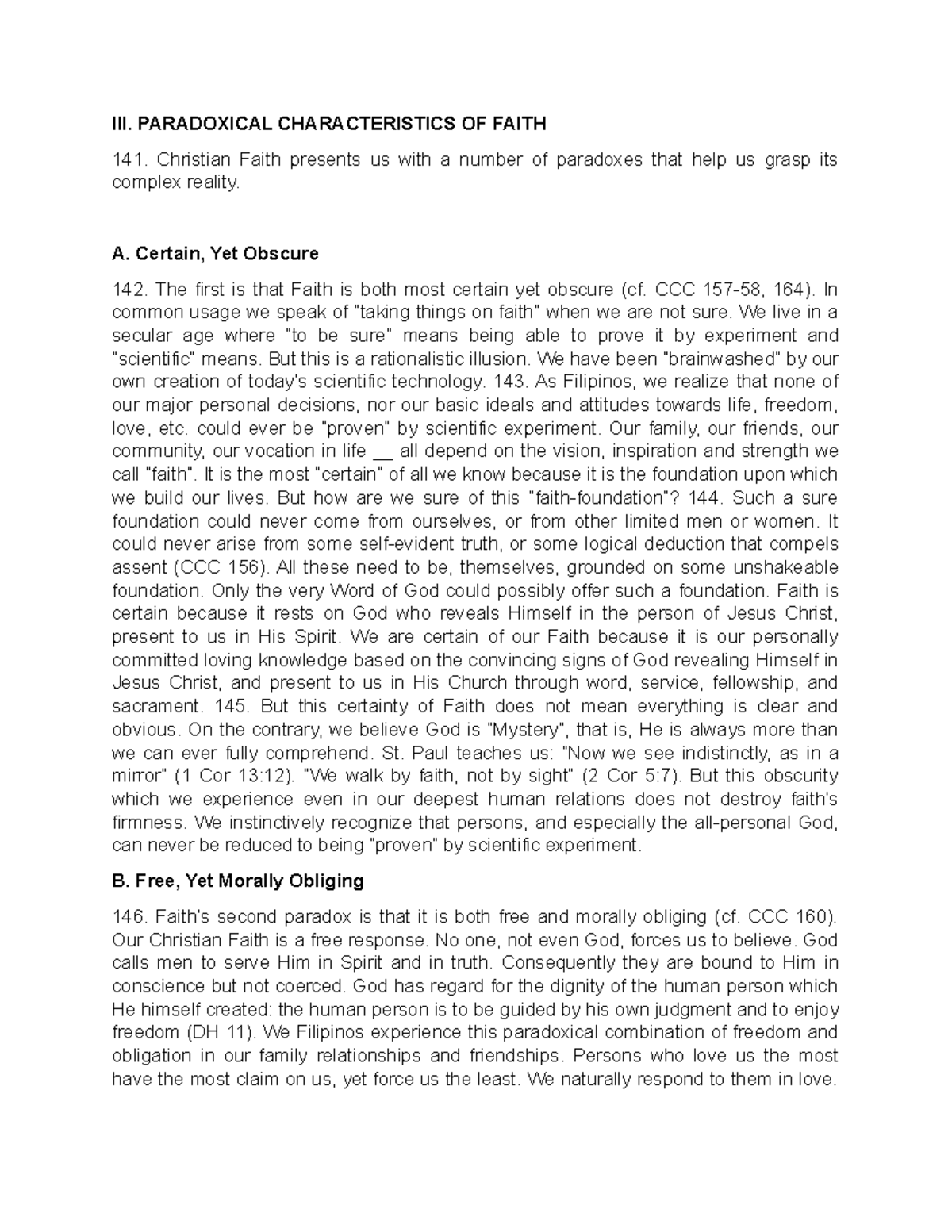 Paradoxical Characteristics of Faith in Christian Theology - Studocu