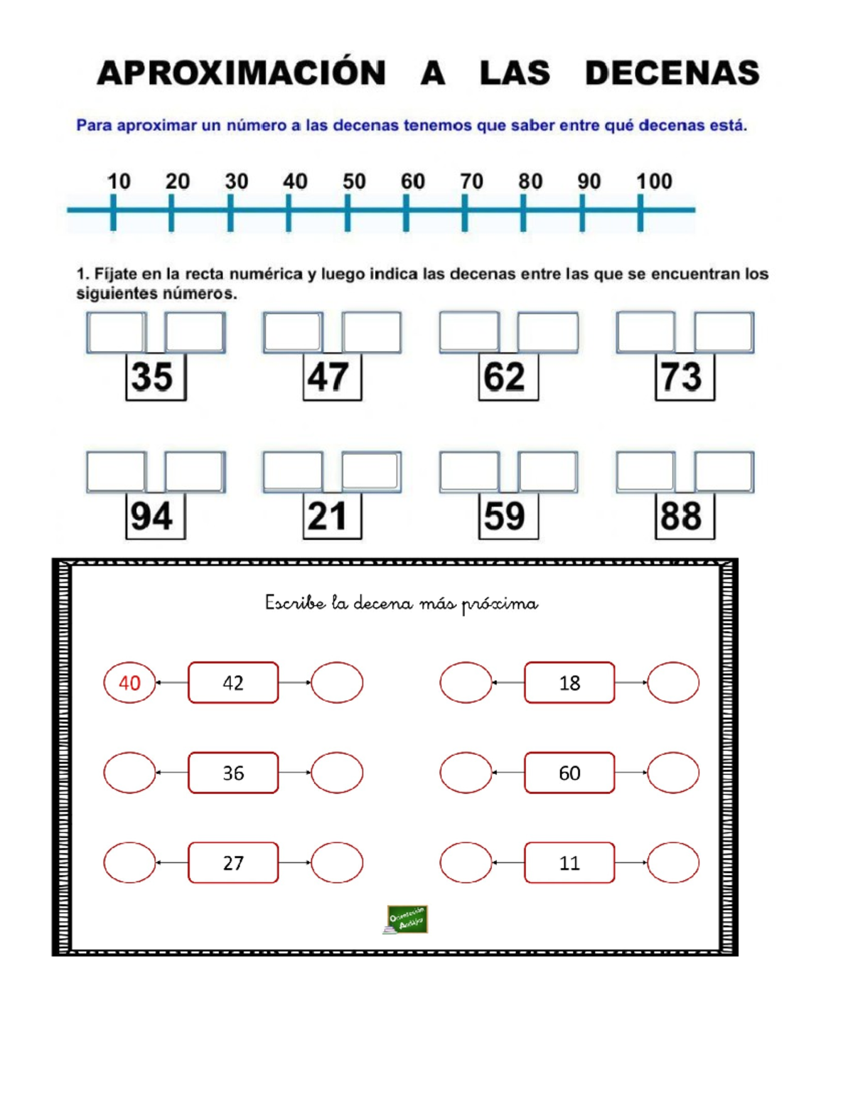 Ficha de Aproximación a las Decenas - Matemáticas - Studocu