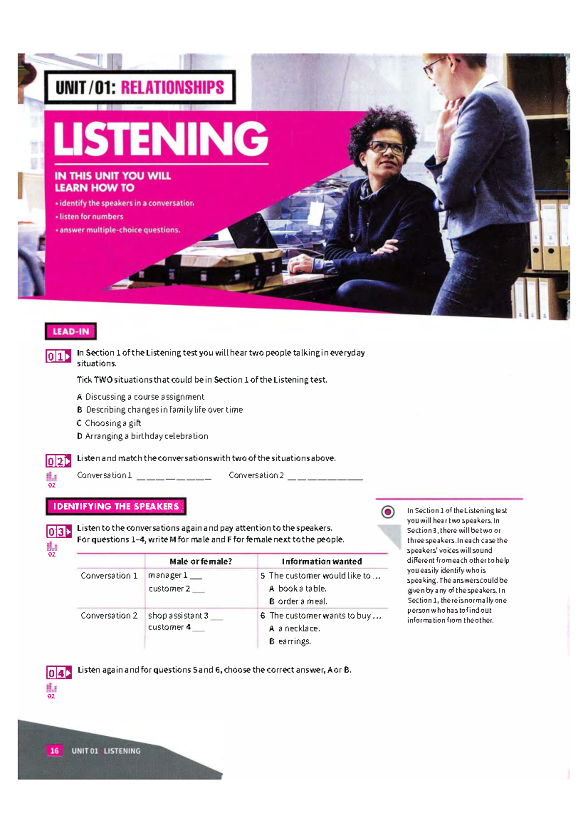 Unit 1 Listening Test: Everyday Situations & Conversations - Studocu