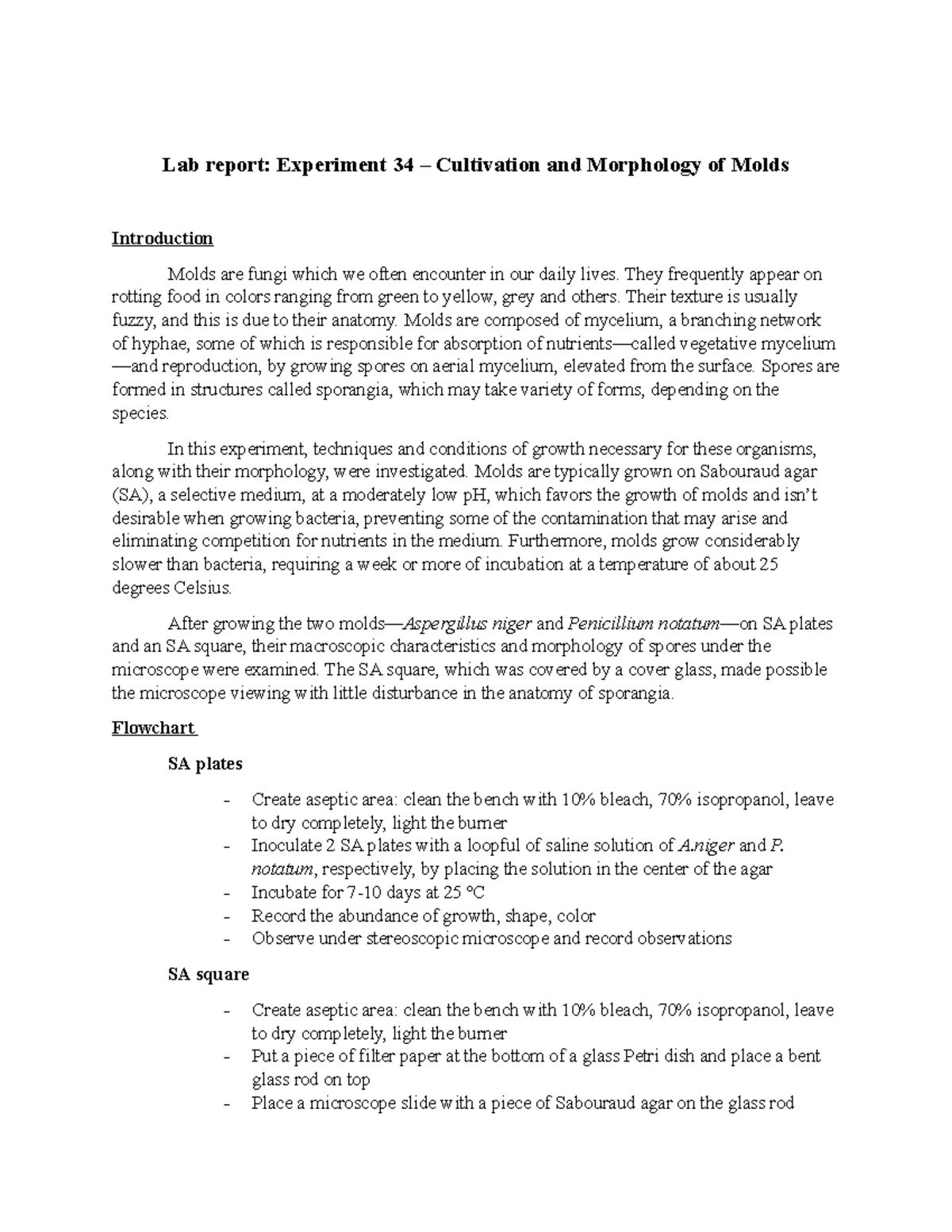BIOL 225 Experiments 34 35 Report - Lab report: Experiment 34 ...
