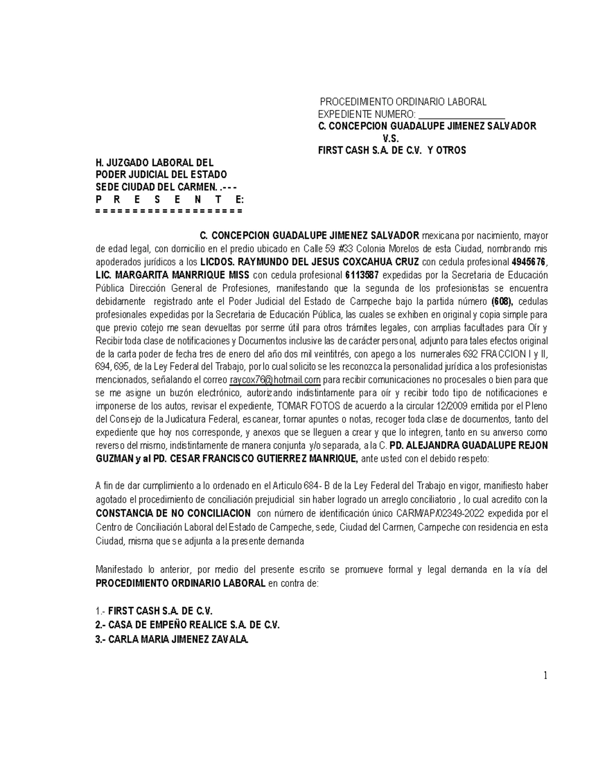 Demanda Laboral por Despido Injustificado - México 2025 - Studocu