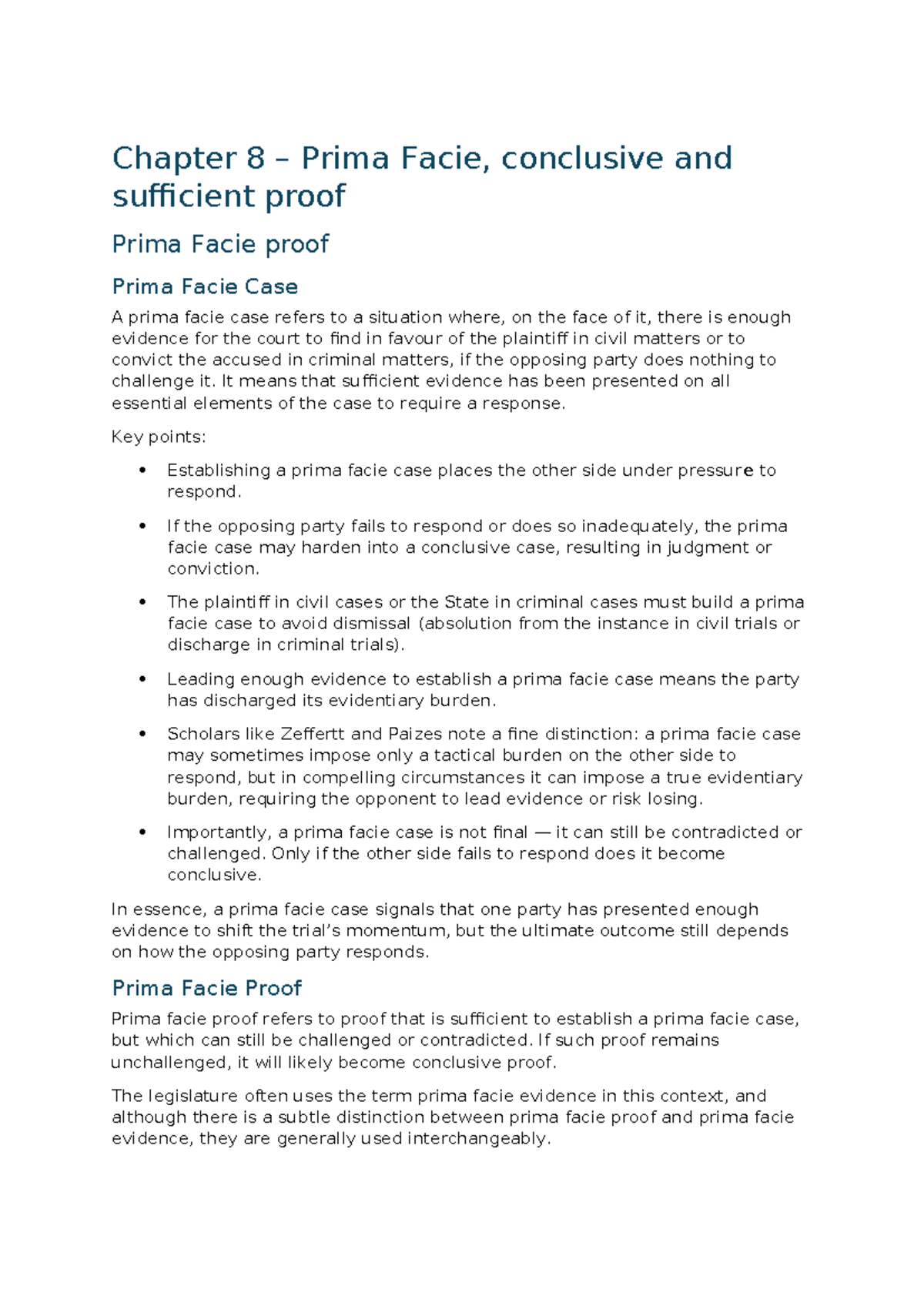 Chapter 8 Notes: Understanding Prima Facie, Conclusive & Sufficient ...