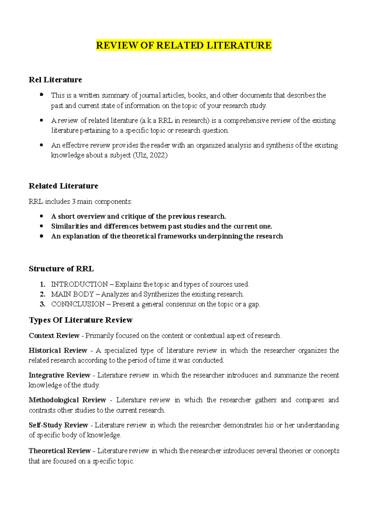 Soafer - Final Exam - Comprehensive Literature Review and Research ...