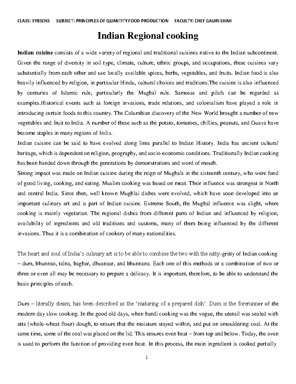 REgional Cooking - Indian Regional cooking Indian cuisine consists of a ...