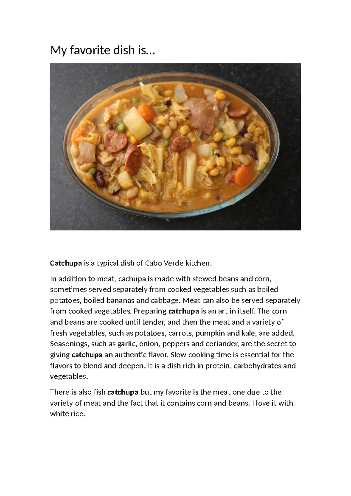 My favorite dish is - trabalho sobre o prato preferido. 8º ano - My ...