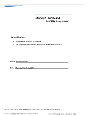 Assignment 2 - Module 2 - Module 2 – Safety and Mobility Assignment ...
