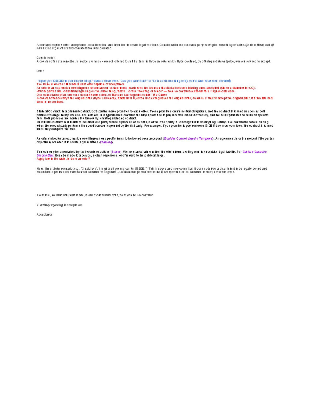 Contract Law Offer Acceptance And Consideration Analysis Law101