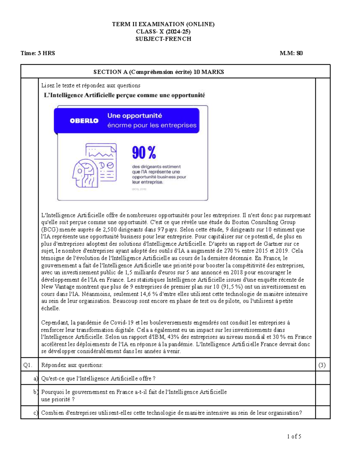 10-French Term II Exam (Online) 2024: Comprehensive Questions & Writing ...