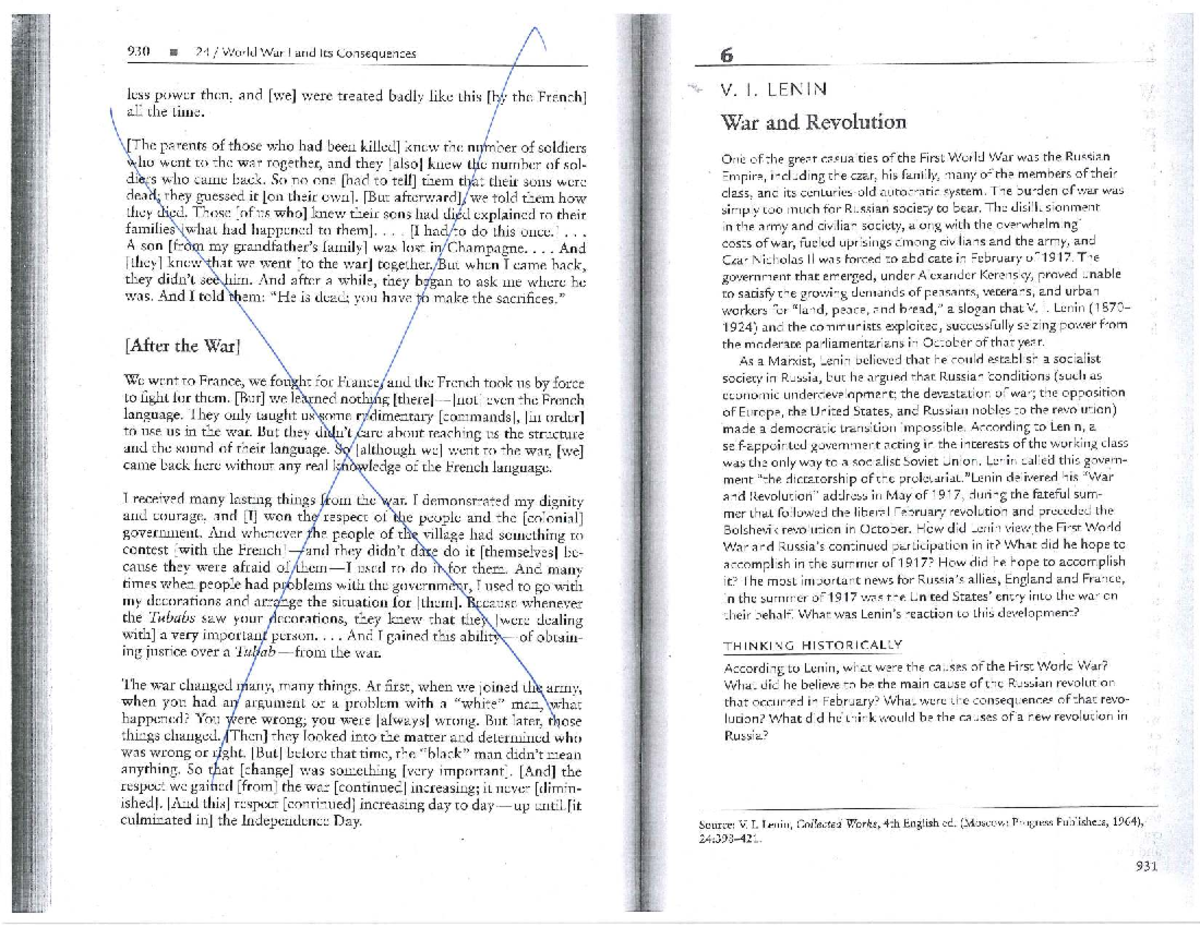 Final Exam Study Guide: WWI Consequences & Lenin's Views (XYZ123) - Studocu