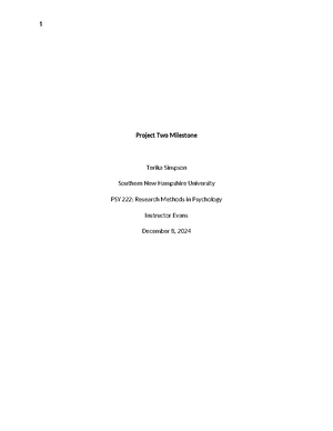 PSY260 Project One - Received an A - Project One Terika Simpson ...