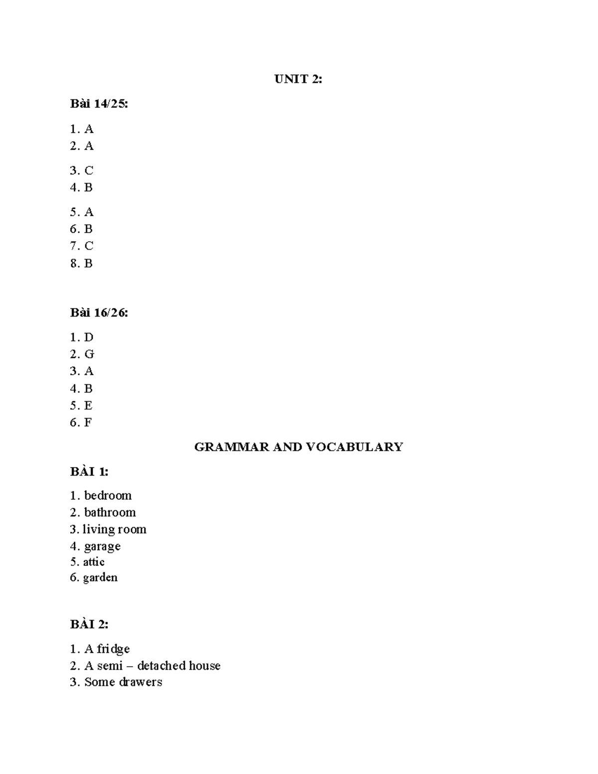 Unit 2: Grammar and vocabulary answers and notes - Studocu
