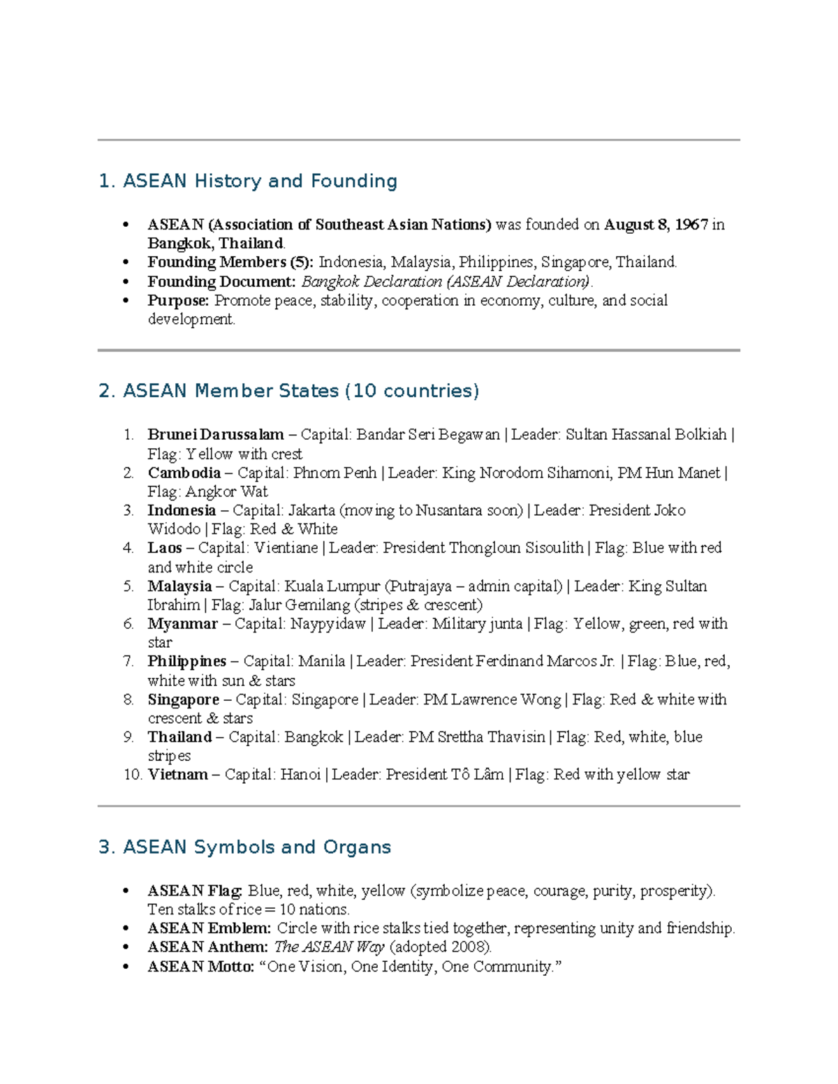 ASEAN History and Member States Overview (Asean-Reviewer) - Studocu