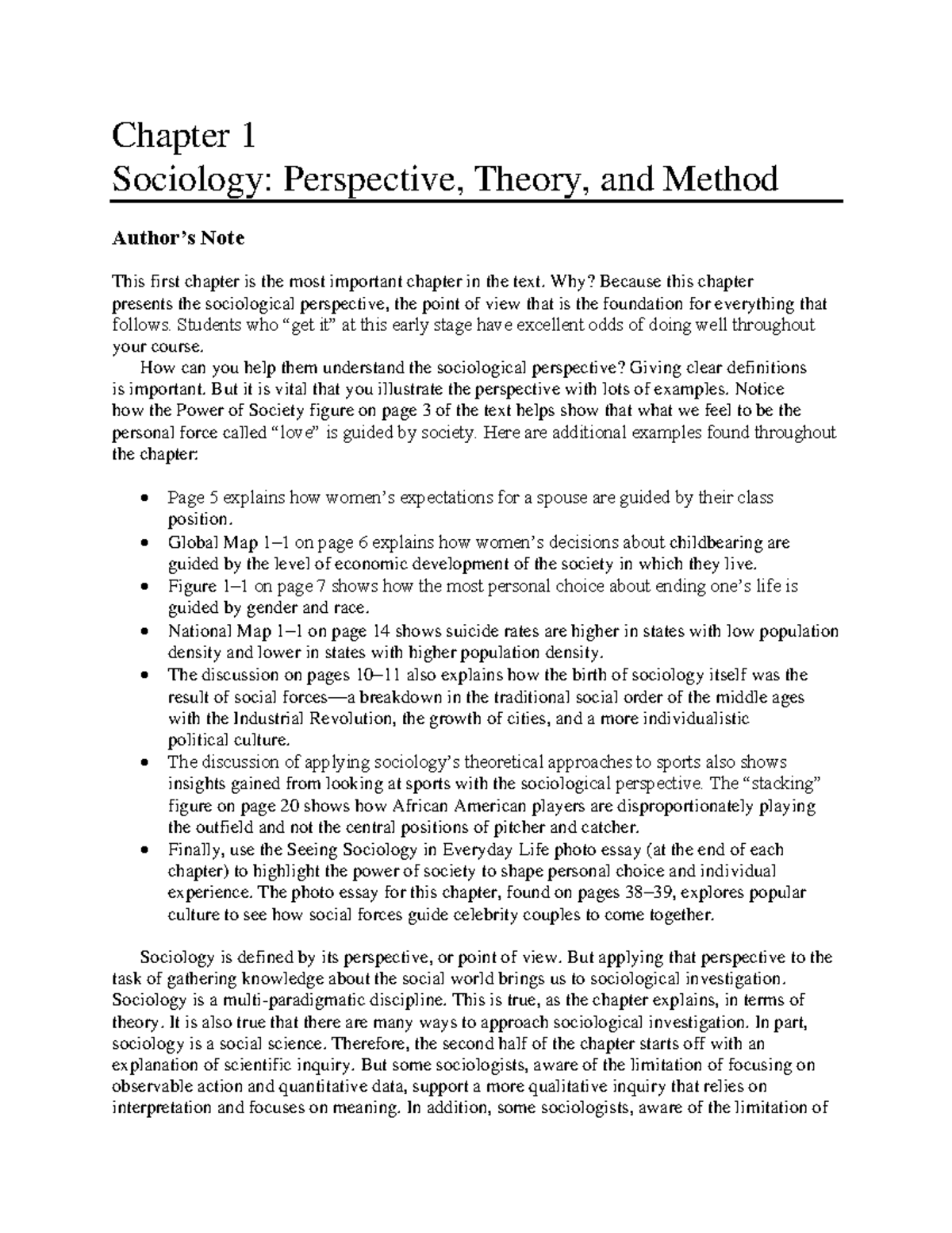 Chapter 1 - Chapter 1 Sociology: Perspective, Theory, and Method Author ...