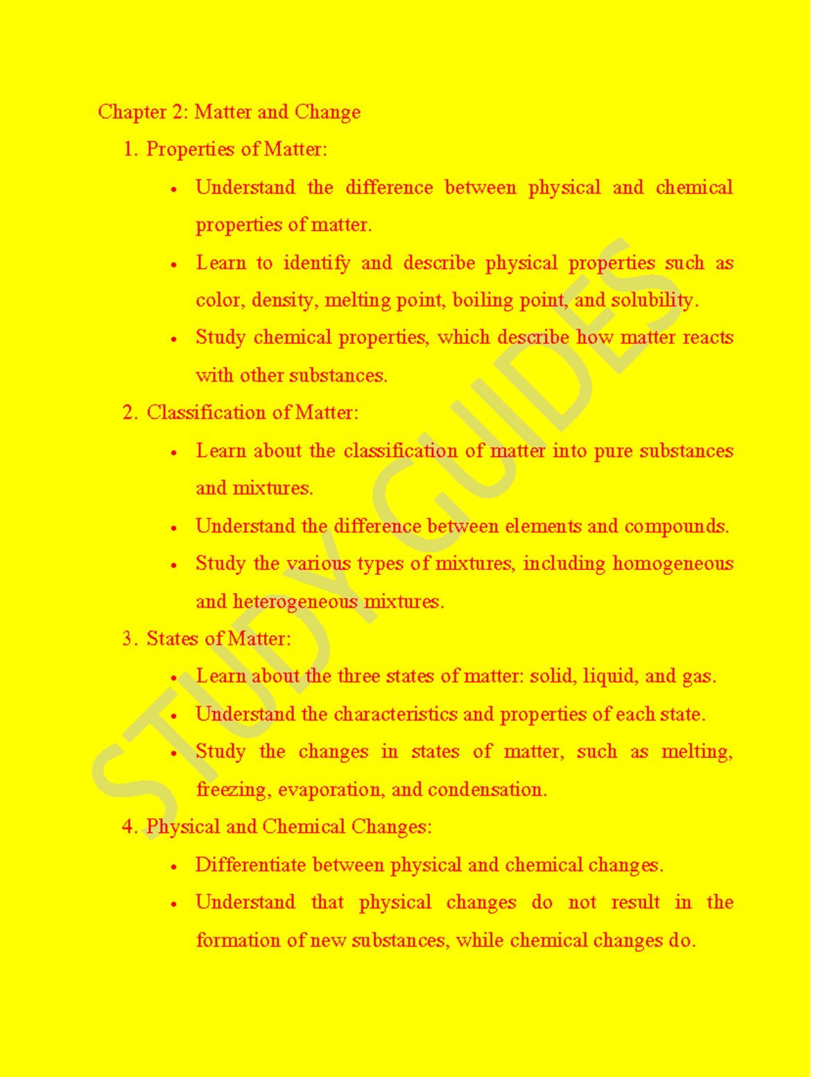 Chemistry 101: Study Guide for Chapter 2 - Matter and Change - Studocu
