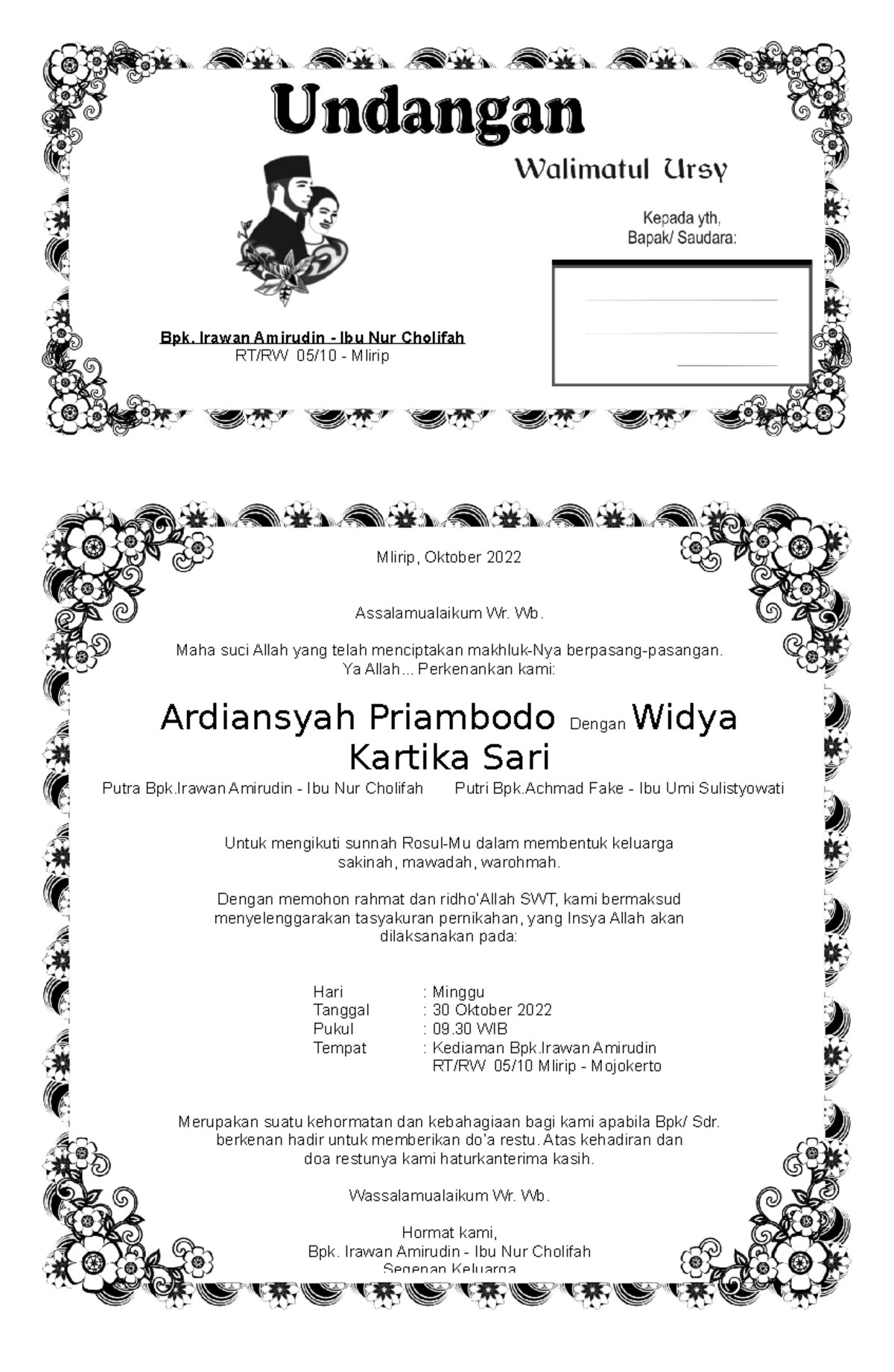 Undangan Walimatul Ursy yang bisa di edit format word doc1 - by ...