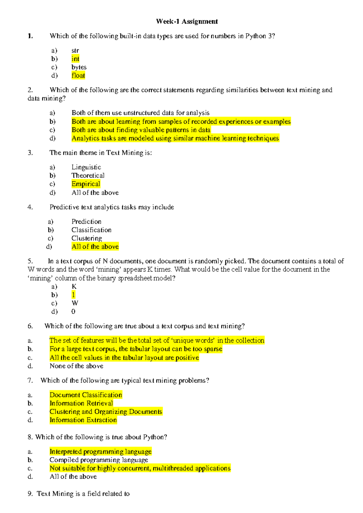 Python 3 Assignment 1: Data Types & Text Mining Concepts - Studocu