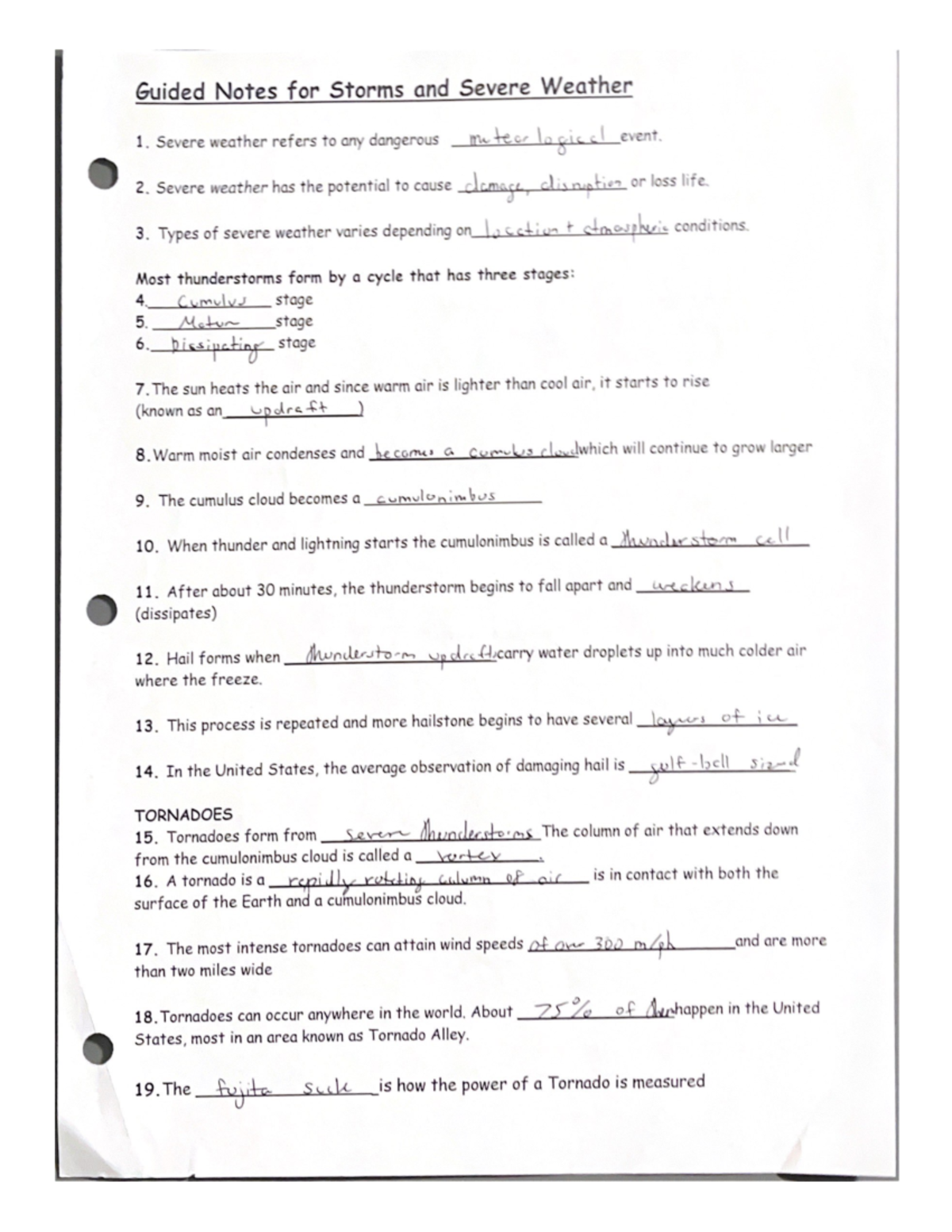 Guided Notes for Storms and Severe Weather - Studocu