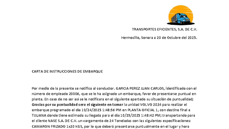 Orden de Embarque - Instrucciones para Distribución de Productos - Studocu