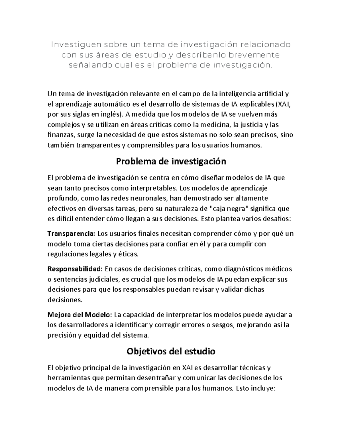 Investigación sobre IA Explicable (XAI) y sus Desafíos en la ...