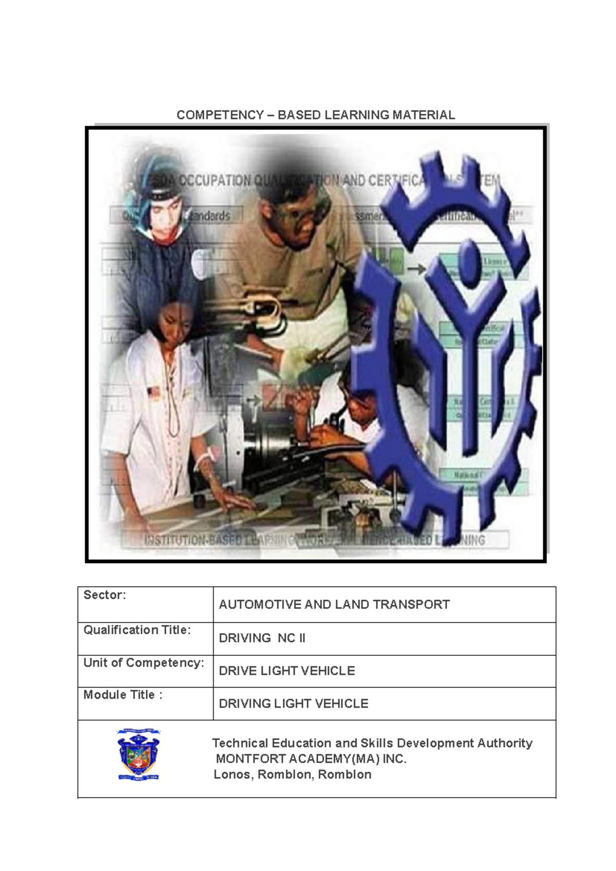 Driving NC - II (Core-2) - CBLM - Drive Light Vehicle - COMPETENCY ...