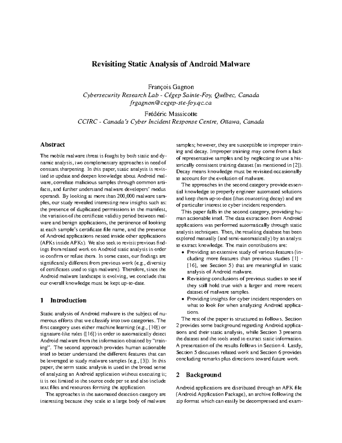 Revisiting Static Analysis of Android Malware: Insights and Findings ...