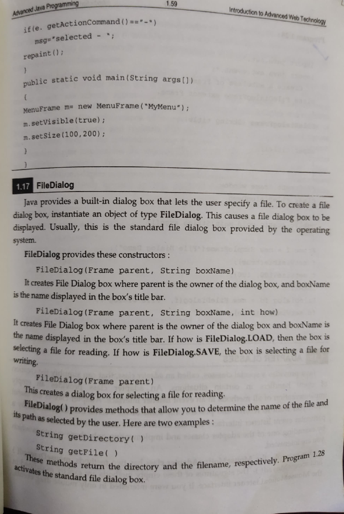 Adapter class and file dialogue box java - AdvancedJavaProgramming if(e. - Studocu