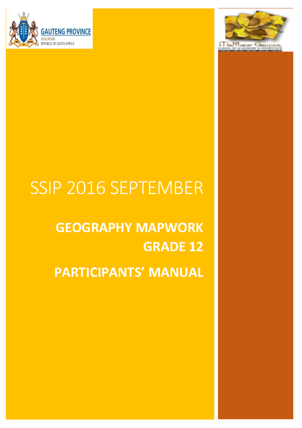 SSIP 2016 GRADE 12 GEOGRAPHY MAPWORK TRAINING MANUAL - Studocu