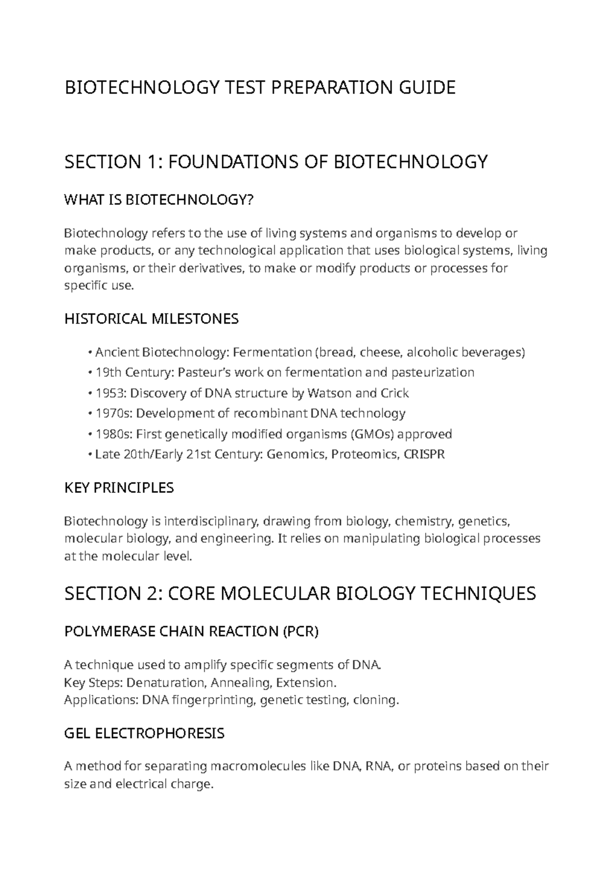 Biotech Test Prep Guide: Foundations & Techniques (ASA) - Studocu