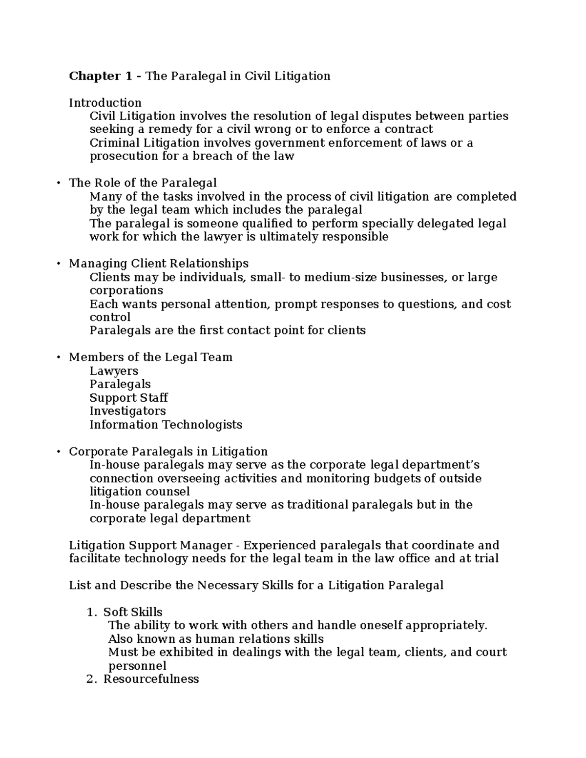 Civil Litigation and the Paralegal's Role: Skills & Tasks Overview ...