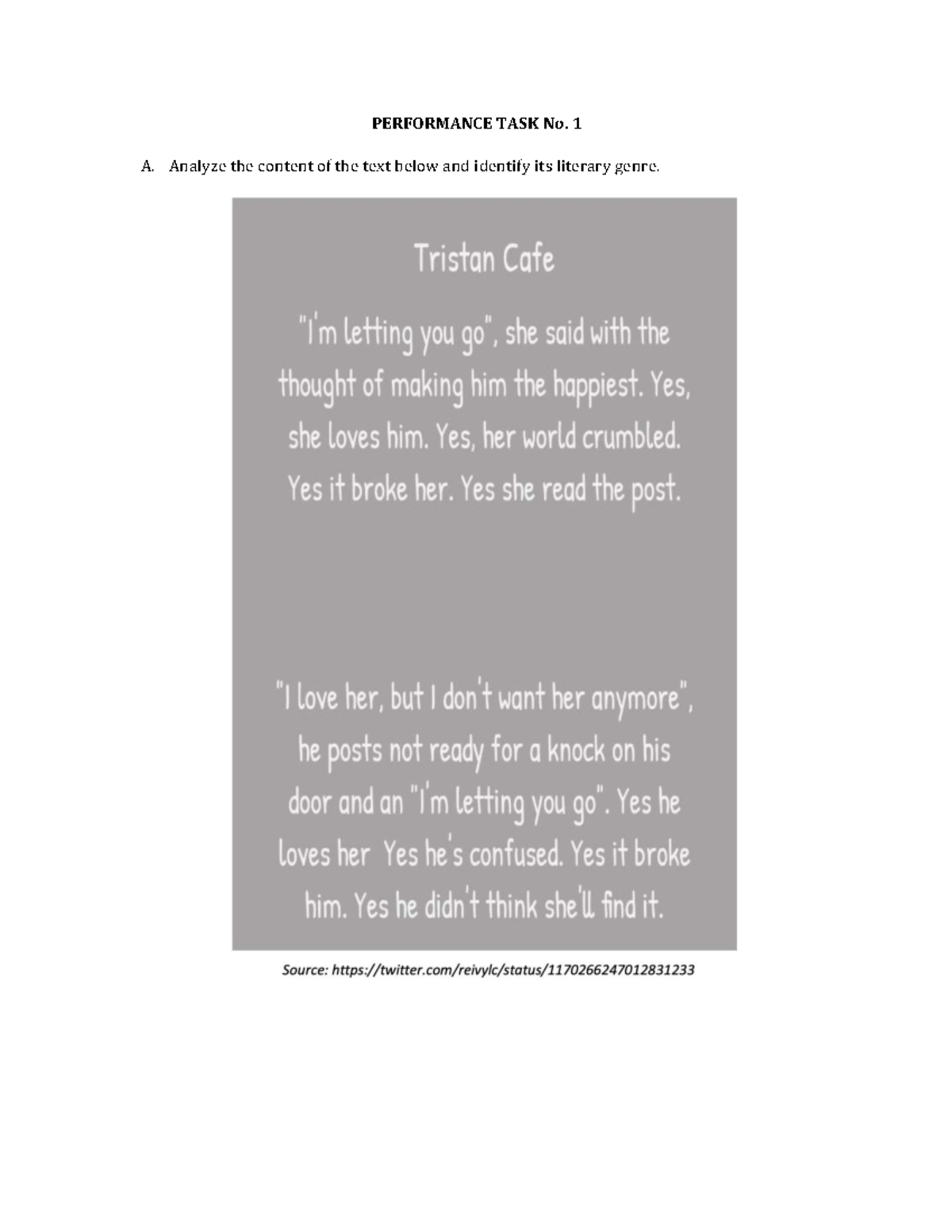 Performance TASK No. 1 - n/a - communication in 21st century ...